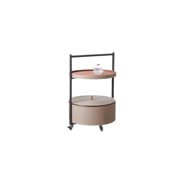 CT435 Vintage Chinese Aesthetic Saddle Leather Side Corner Table - Café ...